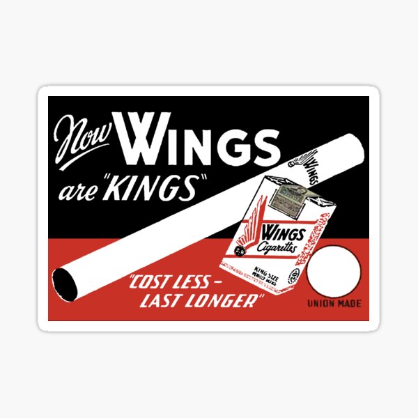 "WINGS CIGARETTES - ADVERT" Sticker for Sale by ThrowbackAds | Redbubble