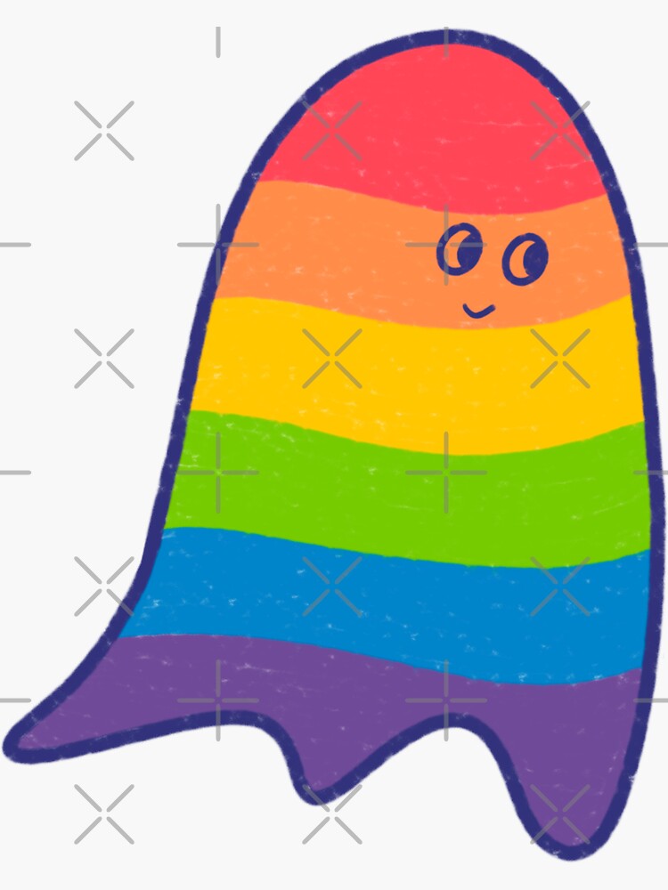 "Rainbow ghost " Sticker for Sale by PaperflyDoodles | Redbubble