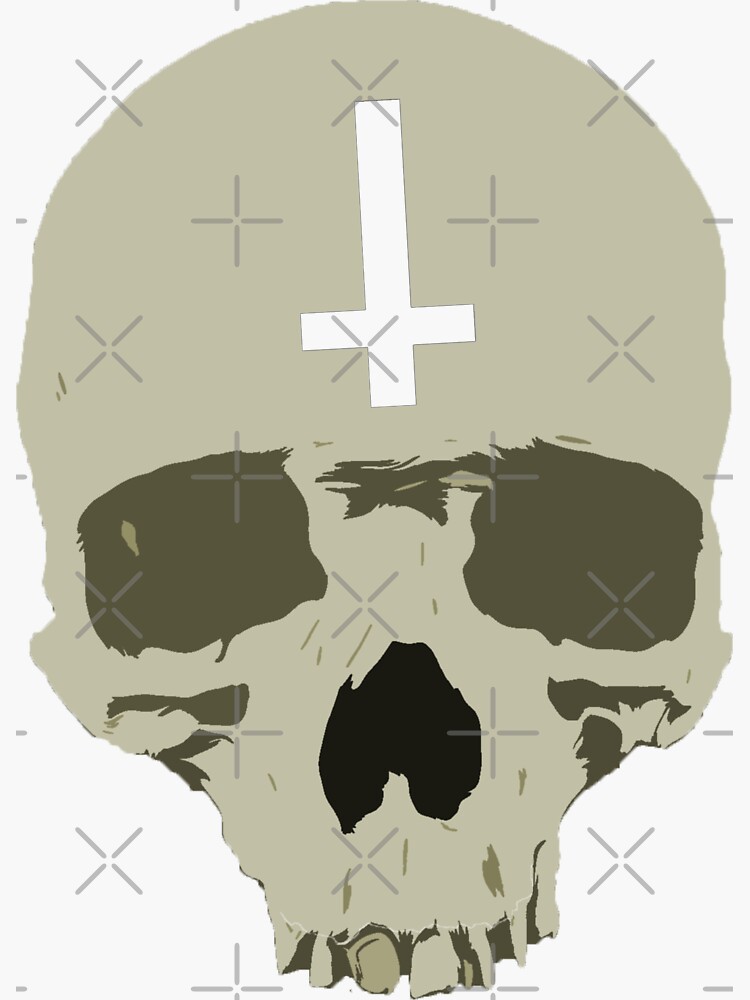 "Inverted Cross Skull" Sticker for Sale by myacideyes | Redbubble