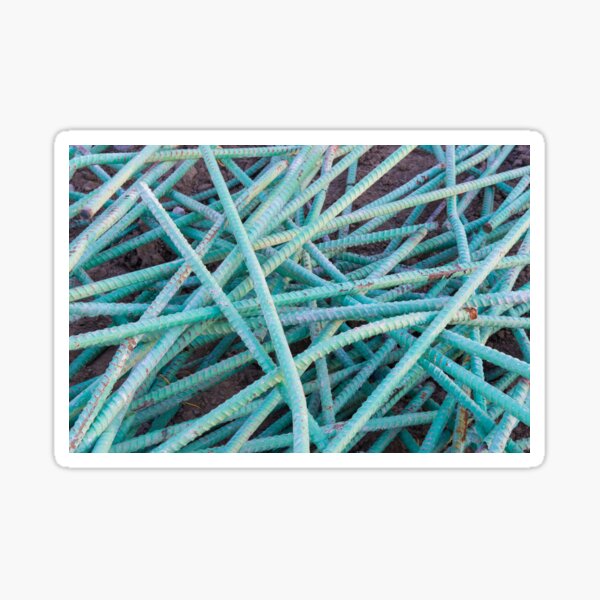 "Green Rebar in a Pile at an Infrastructure Project" Sticker for Sale ...