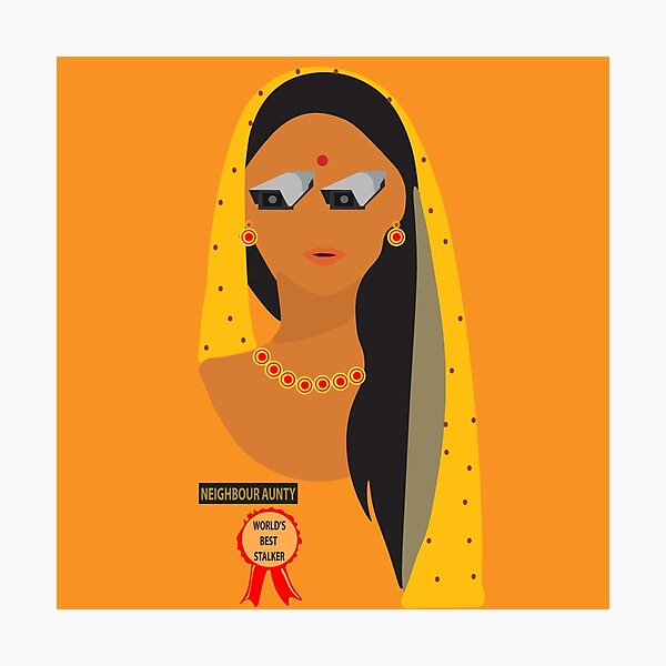 Indian Neighbour Aunty Artwork Photographic Print For Sale By Theartwala1997 Redbubble