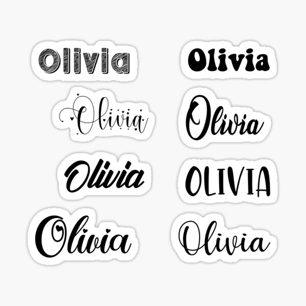 "Olivia Name Pack Black - Olivia" Sticker for Sale by Stepingston ...