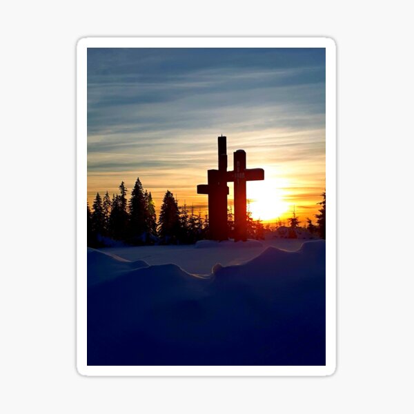 "Amazing sunset with three crosses" Sticker by RiderDom05 | Redbubble
