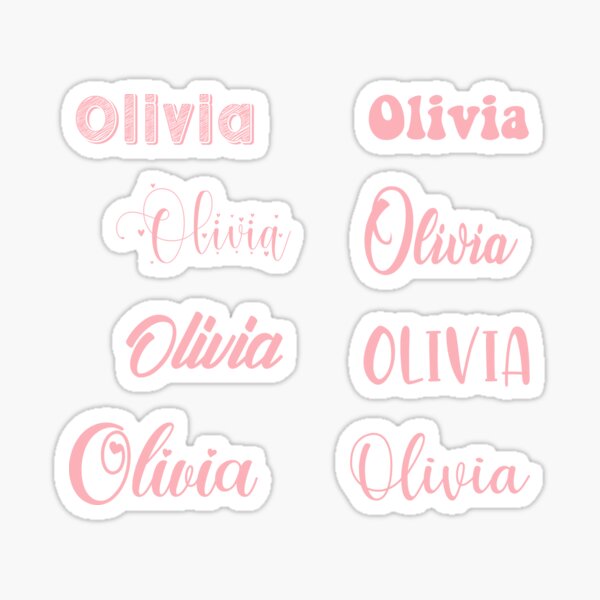 "Olivia Name Pack Pink - Olivia" Sticker for Sale by Stepingston ...