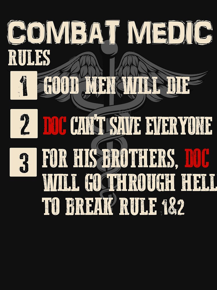 "Combat Medic Rules Doc US Army Veteran Corpsman" Essential T-Shirt for ...