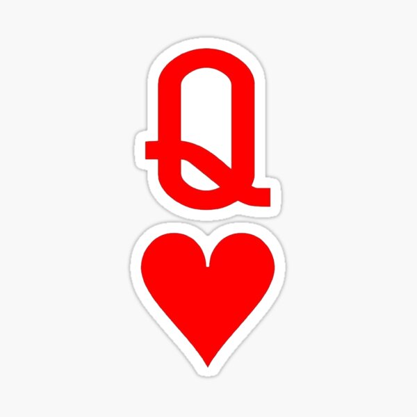 "Q of hearts, Queen of hearts." Sticker for Sale by routereigrp1 ...