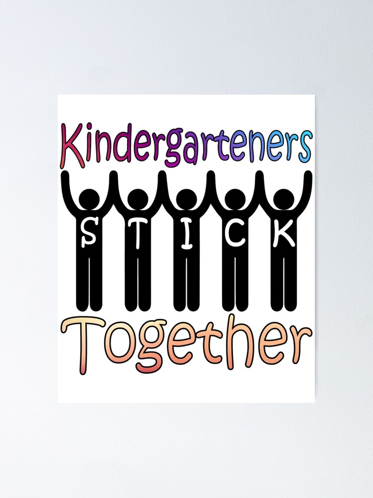 "We stick together kindergarten - Stickman Holding Hands Teamwork Style ...