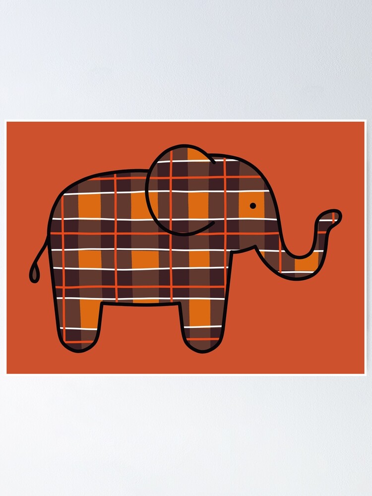 "Cute elephant with orange plaid" Poster for Sale by BoringElephants ...