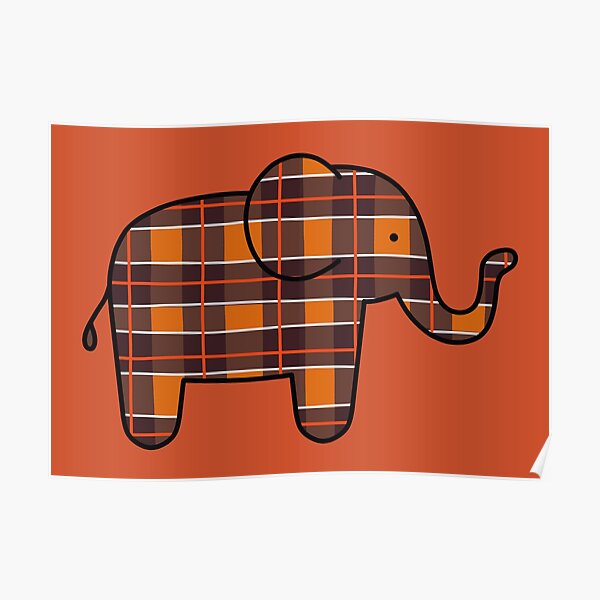 "Cute elephant with orange plaid" Poster for Sale by BoringElephants ...