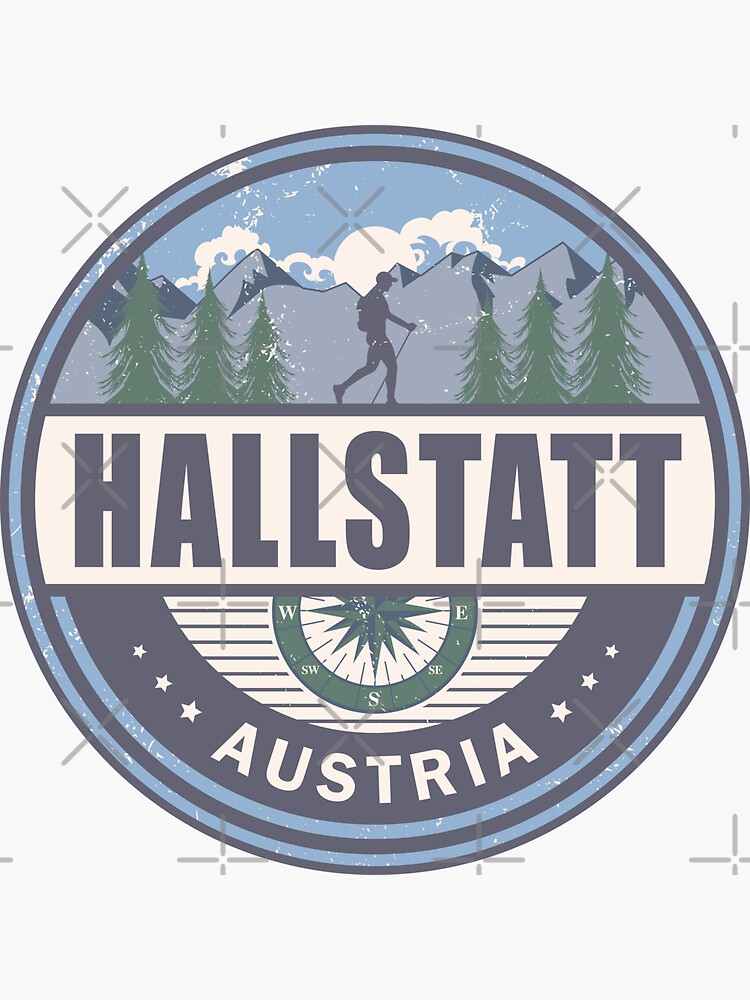 "Hallstatt Austria Austrian Alps Vintage Hiking Design" Sticker for ...