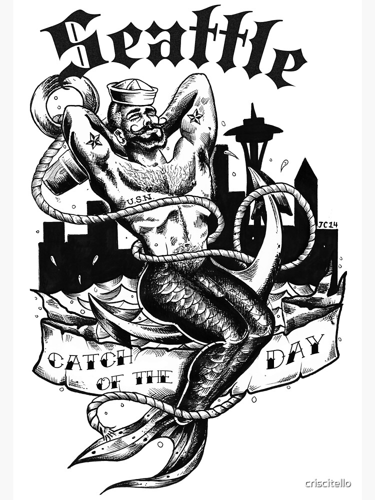 "Seattle Merman " Art Print for Sale by criscitello | Redbubble