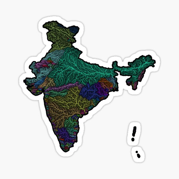 "India River Basin Map in Rainbow Colours with Black Background ...