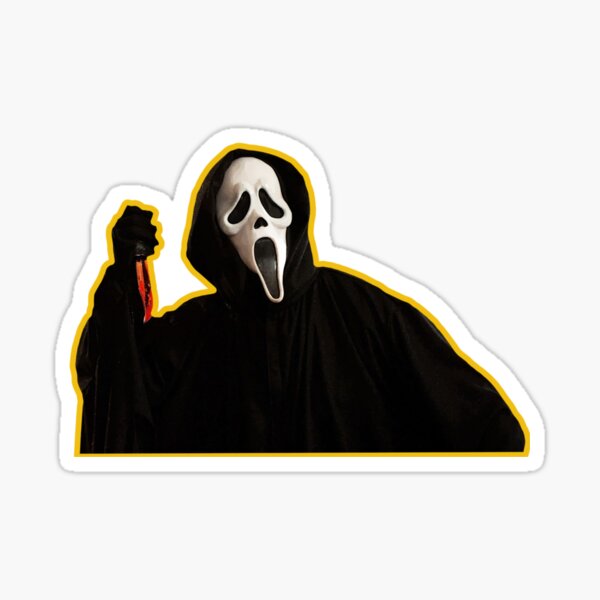 "Ghostface from Scream Cartoony Style Yellow Border" Sticker by m1vhus ...