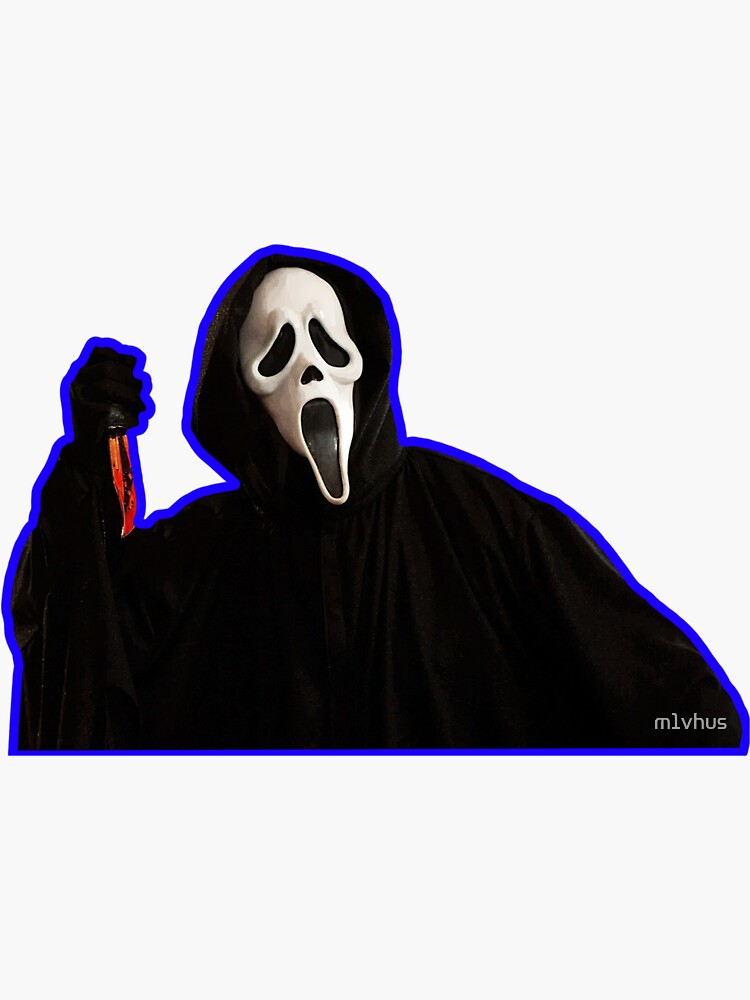 "Ghostface from Scream Cartoony Style Blue Border" Sticker for Sale by ...
