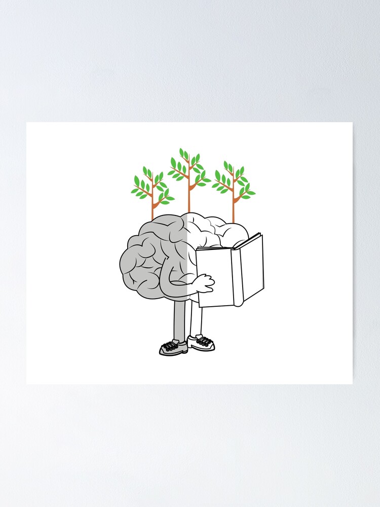 "Brain reading a book, growing ideas" Poster for Sale by Tututiitiitjit ...