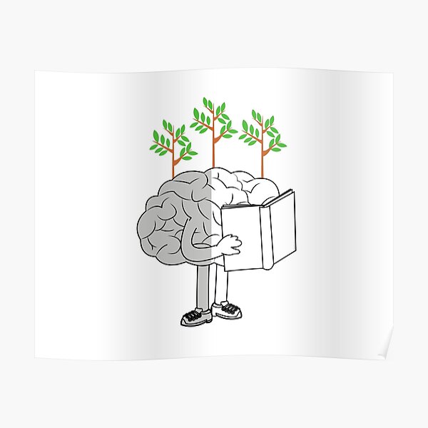 "Brain reading a book, growing ideas" Poster for Sale by Tututiitiitjit ...