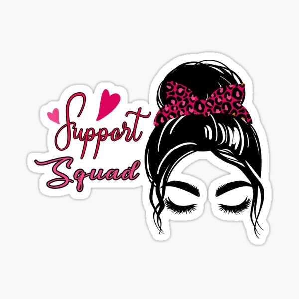 Pegatina « Support Squad Messy Bun Leopard Camiseta Rosa Para