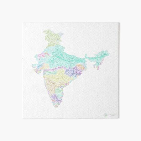"India River Basin Map in Rainbow Colours with White Background" Art ...