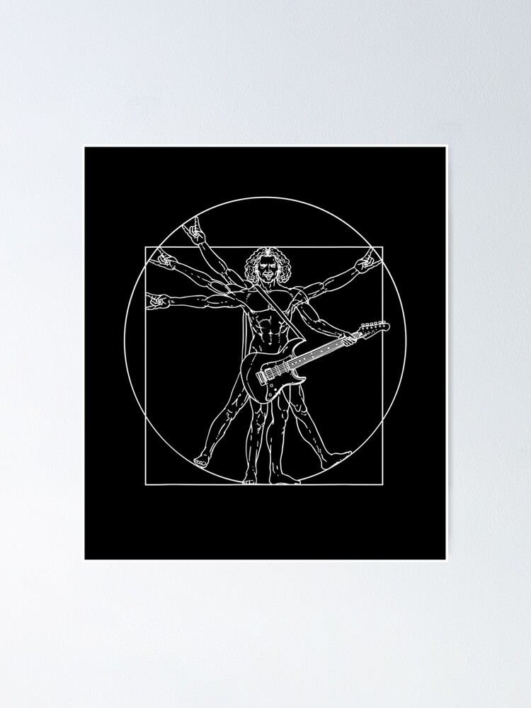 "Vitruvian Man Guitar Music Player Da Vinci Guitarist Rocker" Poster ...