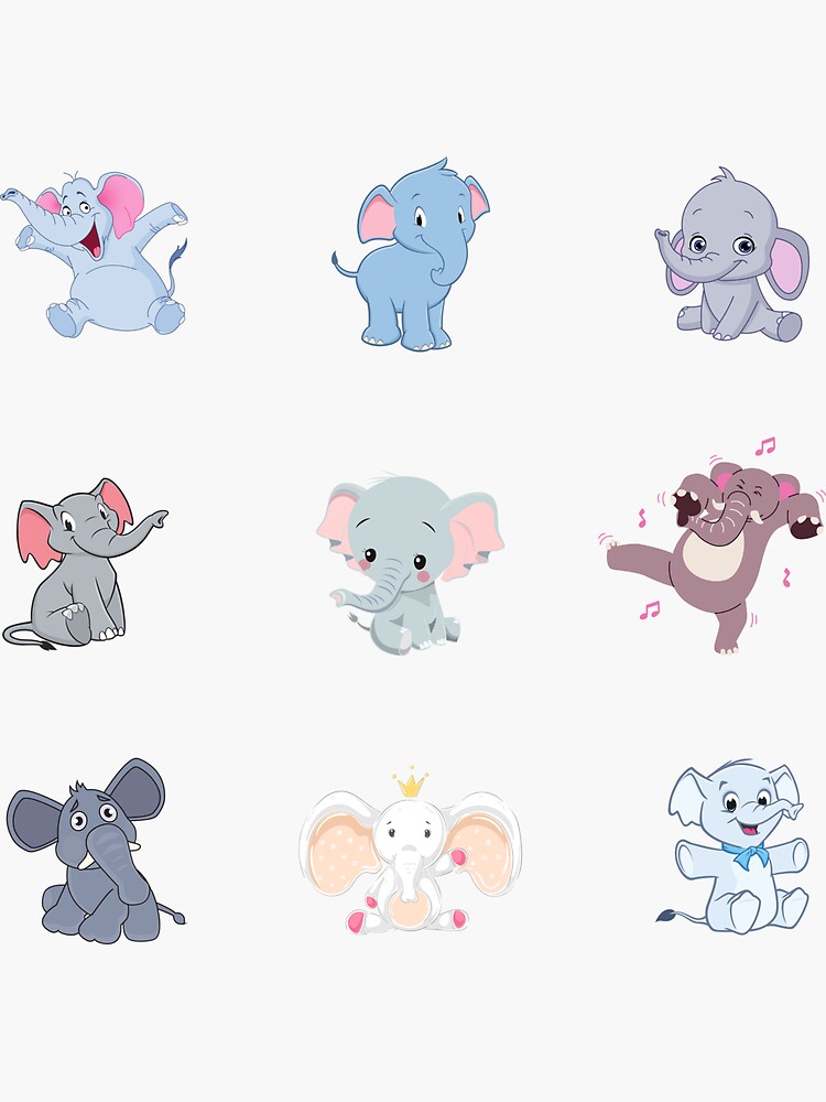 "Elephant Babies, Small Elephants, Funny Little Elephants, Sticker Pack ...