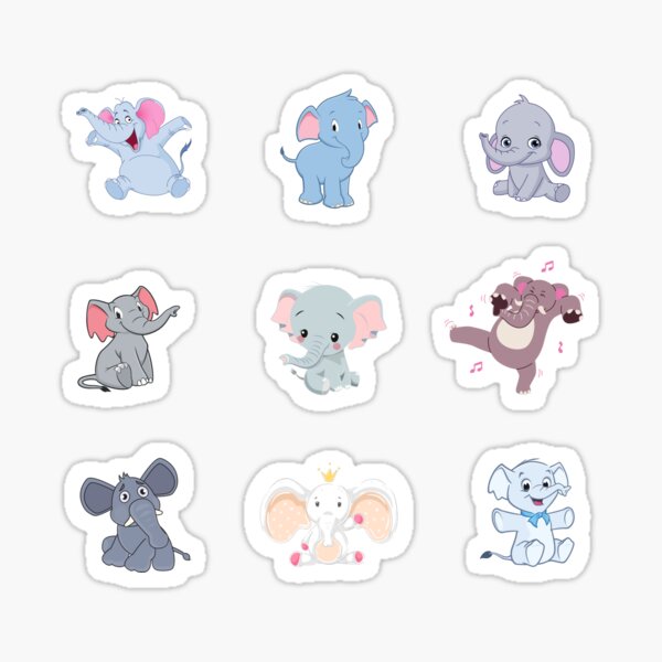 "Elephant Babies, Small Elephants, Funny Little Elephants, Sticker Pack ...