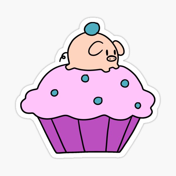 "Cupcake Pig" Sticker by SaradaBoru | Redbubble