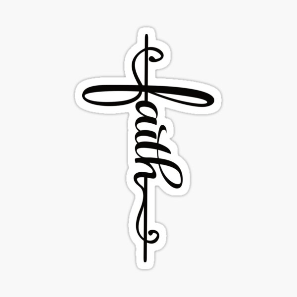 "Faith Cross Cursive Word" Sticker for Sale by AdventureTee | Redbubble