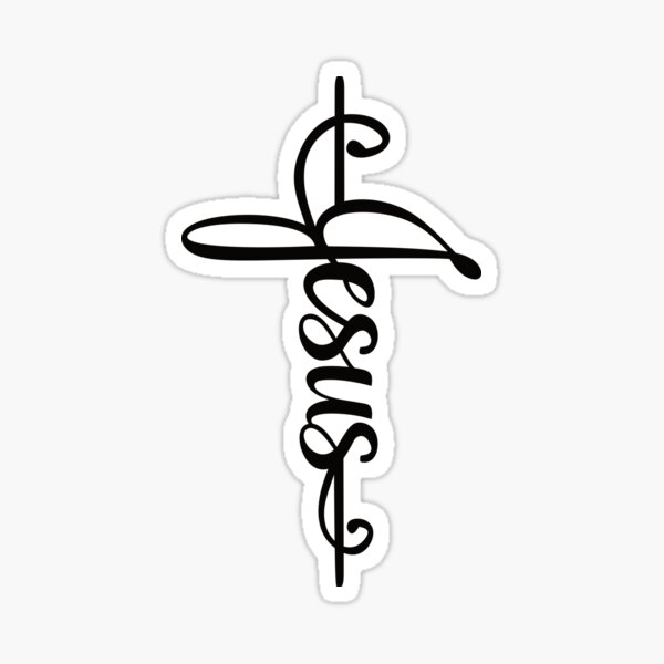 "Jesus Cross Cursive Word" Sticker for Sale by AdventureTee | Redbubble