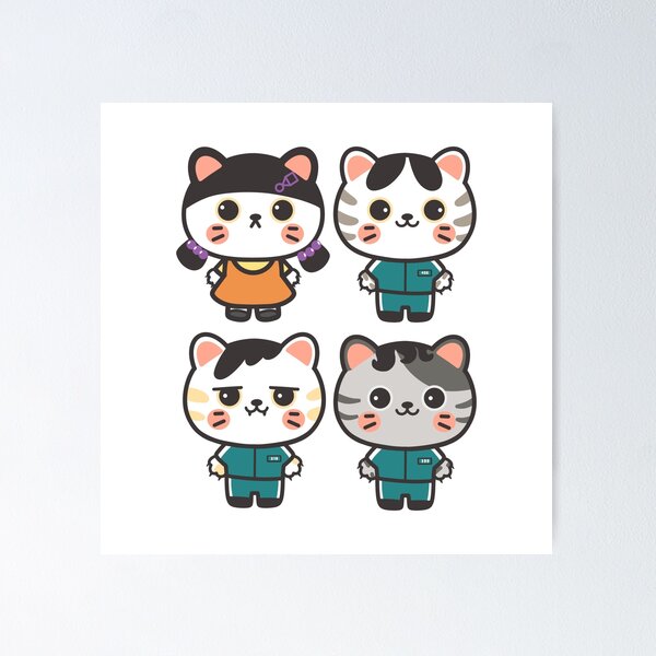 "squid game, cute cat, cute squid game " Poster for Sale by dorisnoemi ...