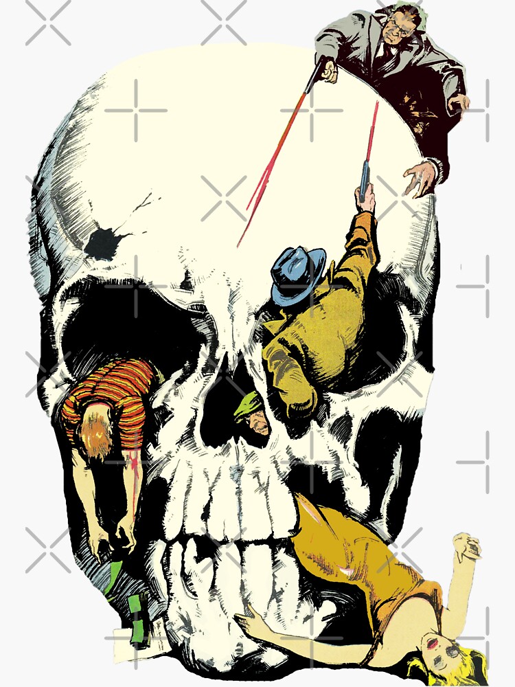 "Punch Comics Skull Pulp Vintage Magazine Art gunfight" Sticker for ...