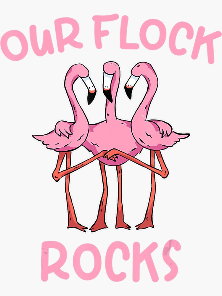 "Our Flock Rocks Flamingo Matching Family Vacation Group " Sticker for ...
