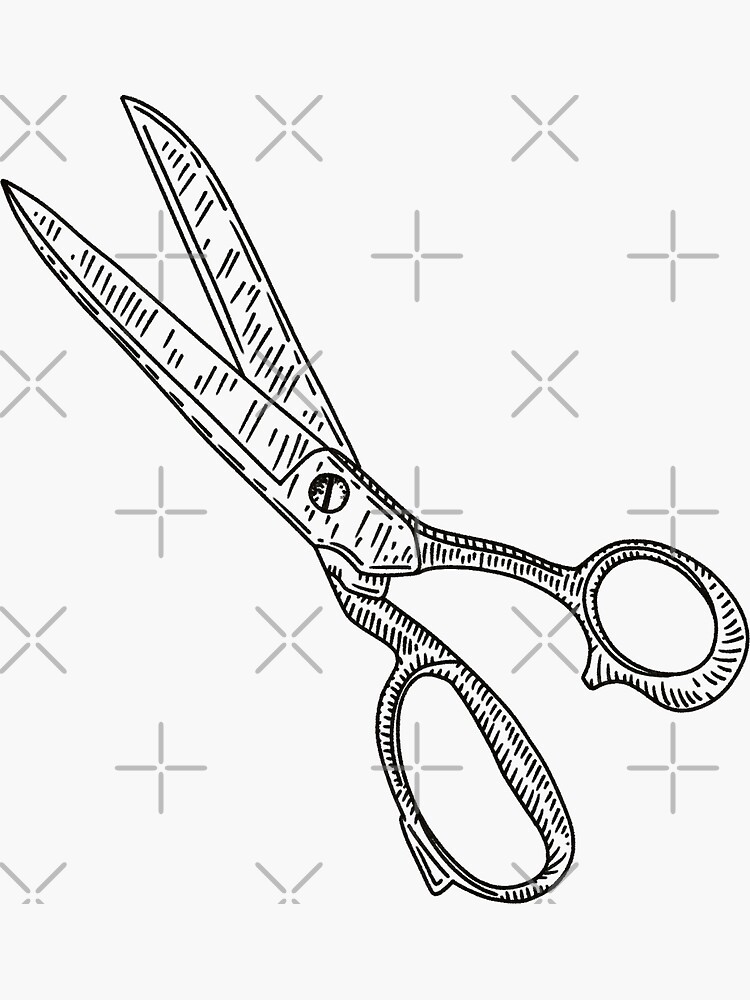 "vintage scissors line art tattoo procreate design" Sticker for Sale by ...