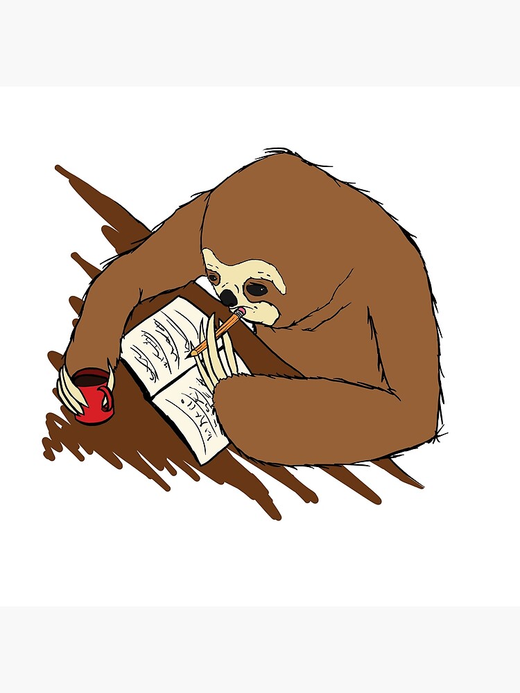 "Studying Sloth Full Color" Poster for Sale by JoeKnotts | Redbubble