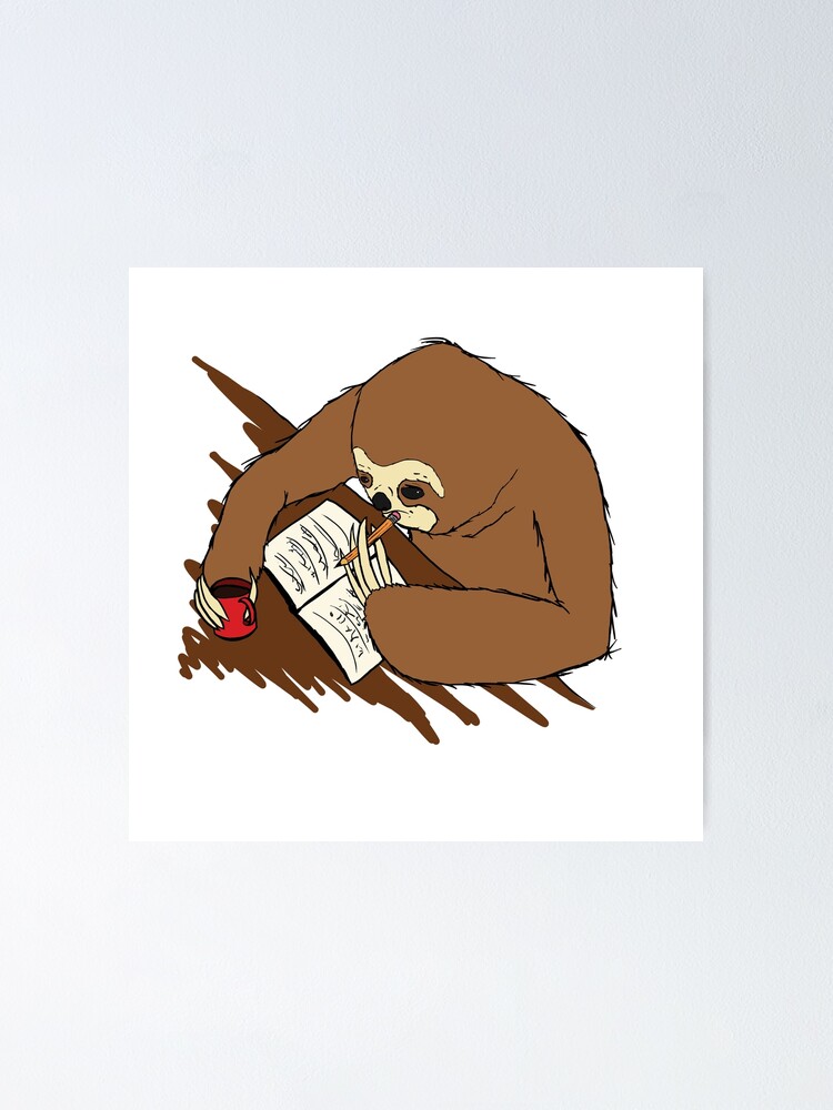 "Studying Sloth Full Color" Poster for Sale by JoeKnotts | Redbubble