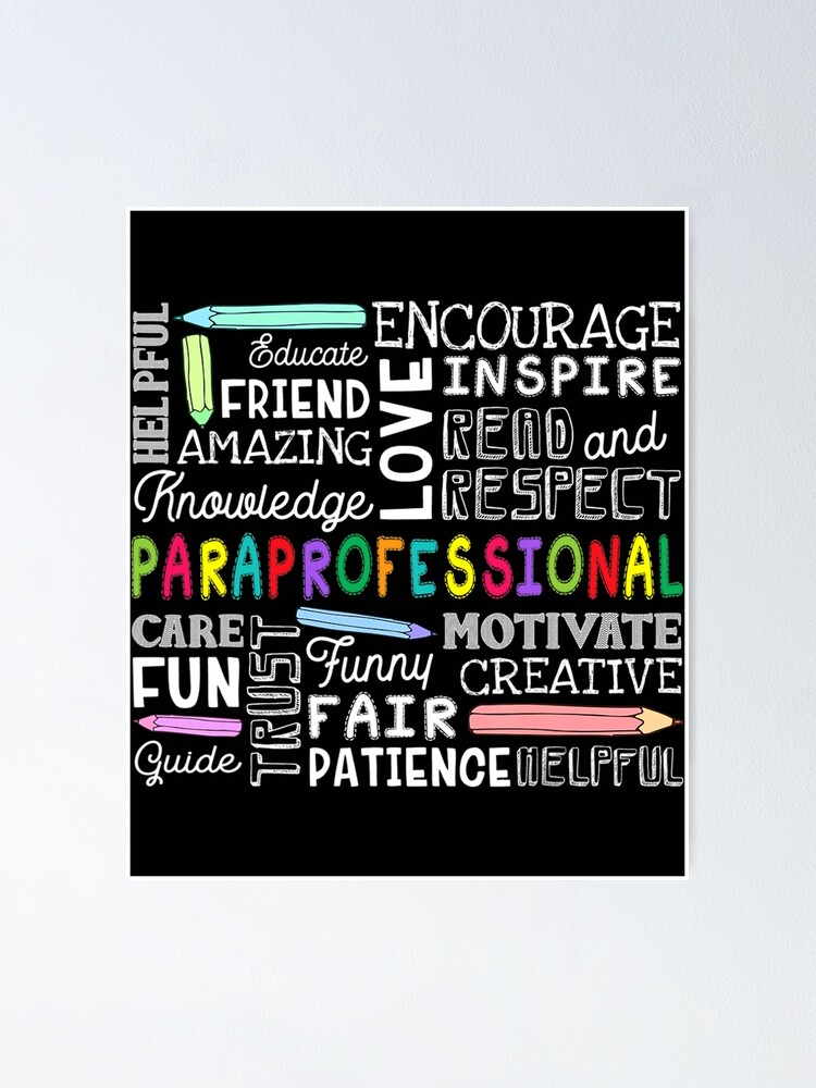 "Paraprofessional Word Cloud Gift Paraprofessional " Poster for Sale by ...