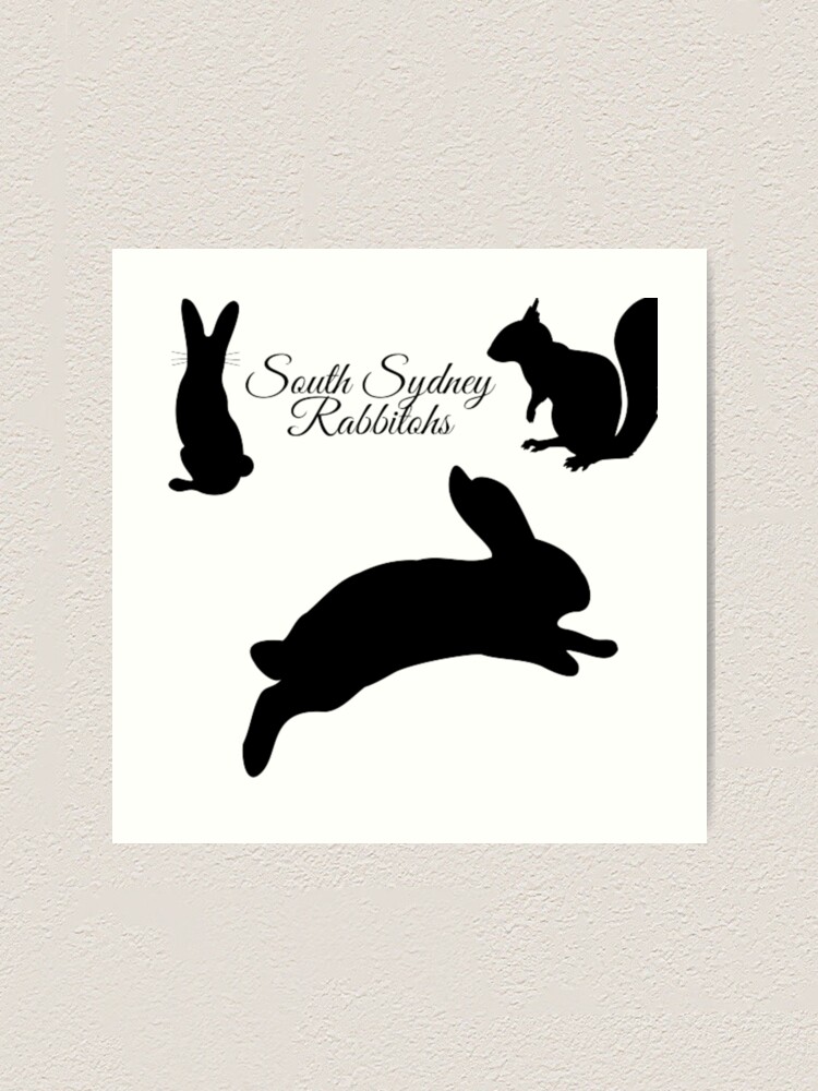 "South Sydney Rabbitohs - Black Rabbit on White" Art Print for Sale by ...