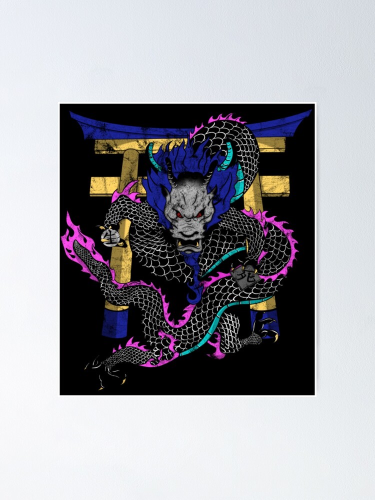 "Japanese Dragon with Kanji Symbols" Poster for Sale by bluechic89 ...