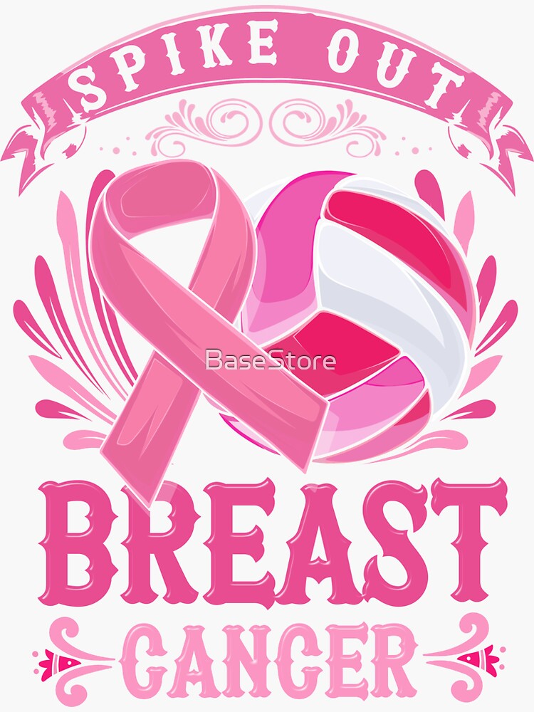 "Spike Out Breast Cancer Volleyball Pink Ribbon Surgery Sport" Sticker ...
