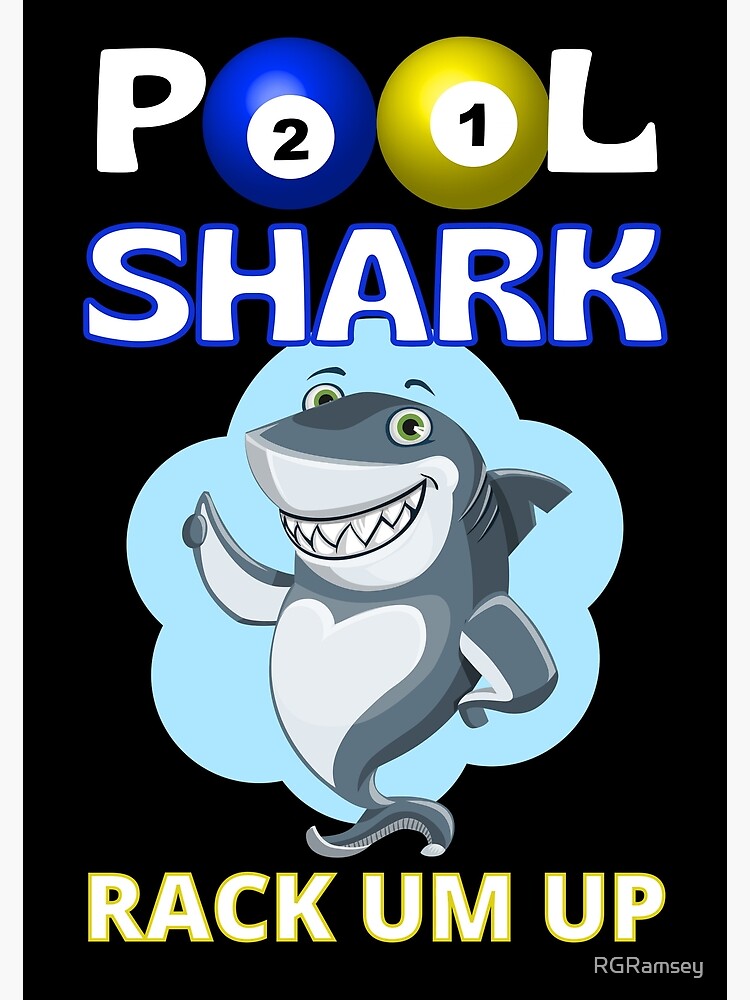 "Funny Pool Shark Rack Um Up Game Room Poster Let's Play Billiards ...