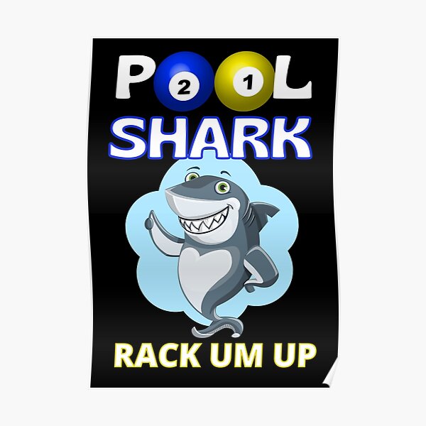 "Funny Pool Shark Rack Um Up Game Room Poster Let's Play Billiards ...