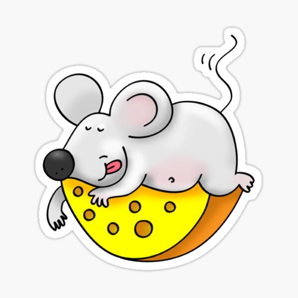 "Tired Mouse taking a nap on cheese" Sticker for Sale by Designssters ...