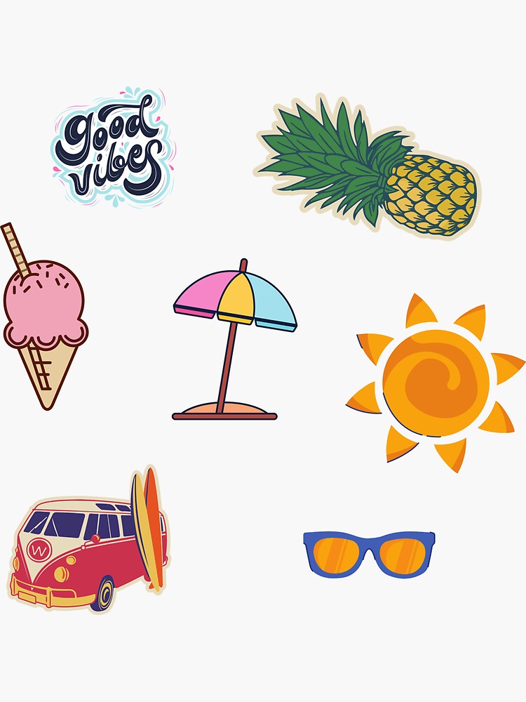 "Summer vibes pack" Sticker for Sale by N-A-Art | Redbubble