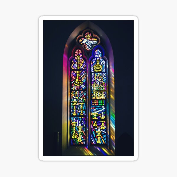 "Beautiful Colorful Stained Glass Church Window" Sticker for Sale by ...