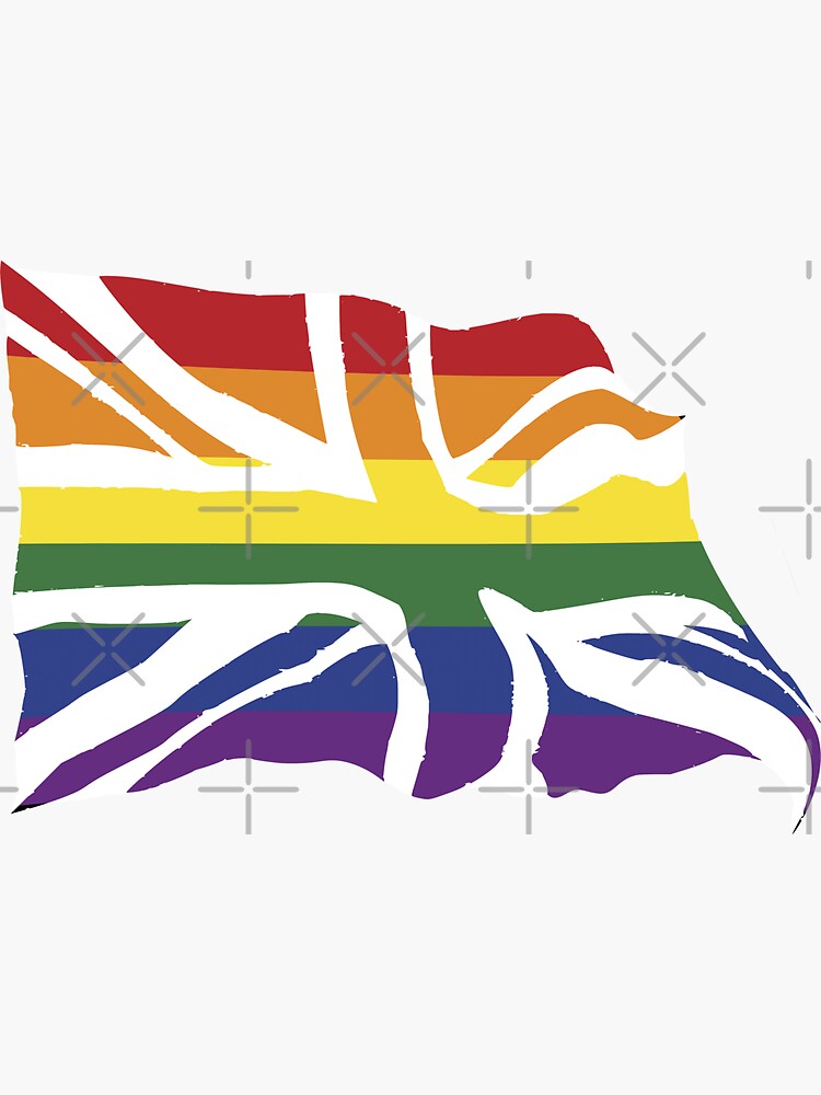 "Rainbow coloured union jack flag" Sticker for Sale by Solotree | Redbubble