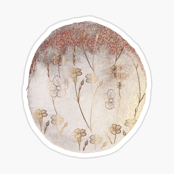 "Golden Flowers Rose Gold Glitter" Sticker for Sale by ElenaDanilo ...