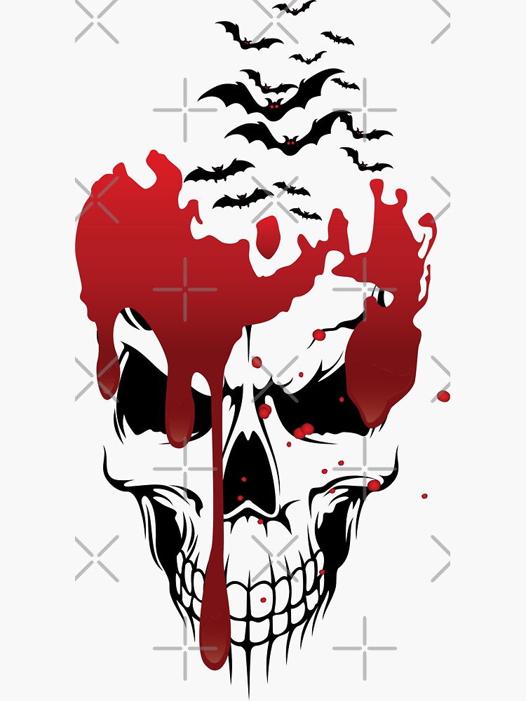 "Red Blood Skull, Halloween Skull, Scary Skull" Sticker for Sale by ...