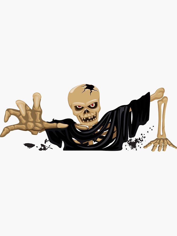 "Skeleton raising from a grave" Sticker for Sale by Moomin17 | Redbubble