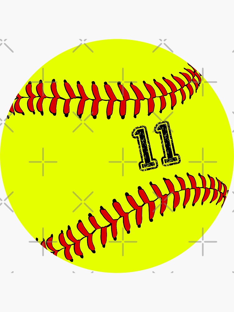 Pegatina «Pelota de softbol número 11, once» de TheCultStuff | Redbubble
