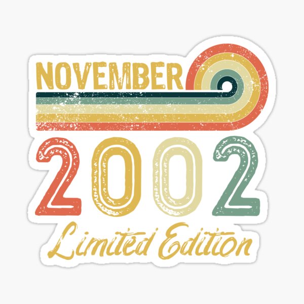 "Retro Vintage 19th Birthday - Born in November 2002" Sticker for Sale ...