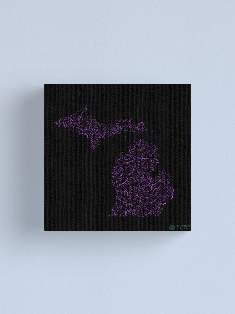 Lienzo «Mapa de la cuenca del río Michigan en colores del arco iris con ...